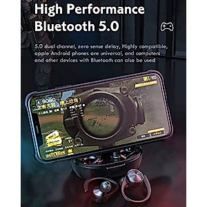 Wireless Earbuds with Earhooks Bluetooth Earbuds with Ear Hook Sport Waterproof Headphones Noise Cancelling Ear Buds with Microphone Running Workout Gym Earphones LED Power Display for Android iOS