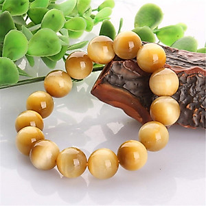 Certificate Natural Gold Tiger Eye Gemstone Crystal Stretch Round Bead Bracelet AAAAA 12mm