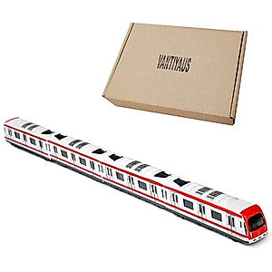 VANTIYAUS Train Model, 4pcs Car Set Alloy City Rail Subway Train Model,1/64 Scale Alloy Subway/Car Model, Red White