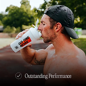 BARE PERFORMANCE NUTRITION Go One More BlenderBottle Shaker Bottle, 28 oz Shaker Bottle with Wire Whisk, White