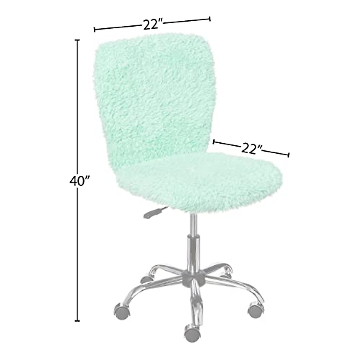 Urban Shop Faux Fur Rolling Task Chair, Mint