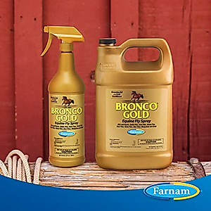 Farnam Bronco Gold Horse Fly Spray, Grooming Aid, Coat Conditioner, 32 Ounces, Quart Spray