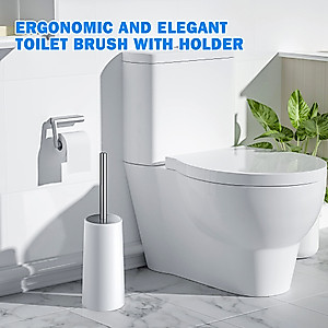 IXO Toilet Brush and Holder, 2 Pack Toilet Brush with 304 Stainless Steel Long Handle, Toilet Bowl Brush for Bathroom Toilet-Ergonomic, Elegant, Durable(Upgraded)