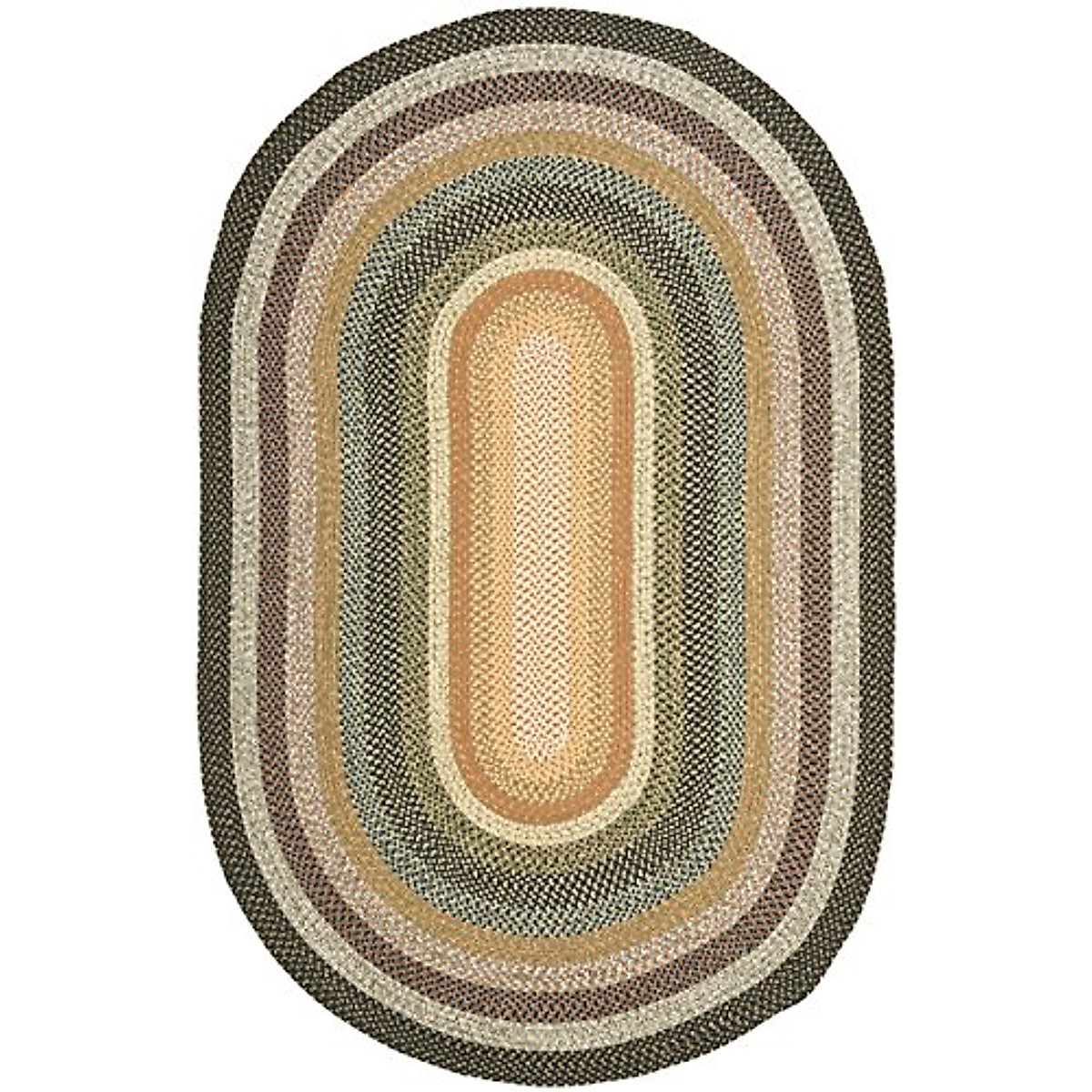 SAFAVIEH Braided Collection Area Rug - 4' x 6' Oval, Multi, Handmade Country Cottage Reversible, Ideal for High Traffic Areas in Living Room, Bedroom (BRD308A)