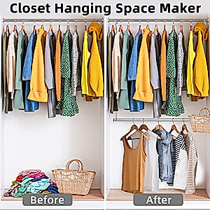 STARTOSTAR Closet Hanging Rod, Width and Height Adjustable Closet Extender Hanging Rod, Closet Hanging Organizer, Stainless Steel Double Closet Rod, Space-Saving Clothes Hanging Bar -2 Pack