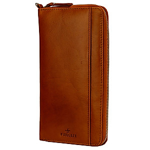 FINELAER Travel Passport Zip Around Long Leather Wallet