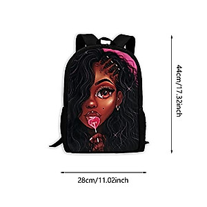 GALIRVC African 17 Inch Backpack Black Girl School Laptop Bag Bookbag for Women Teens Students Office Picnic Travel