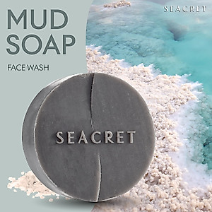 SEACRET MUD SOAP BAR: All-Natural Black Mud Bar Soap, Enriched with Guinness Kernel Oil, Witch Hazel & Sea Salt for Cleaning, Exfoliating, Detoxifying Face & Body, Normal to Oily Skin, 4.4 Oz