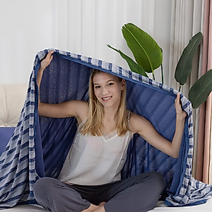 Auemtyn Cooling Blankets for Hot Sleepers, King Size with Japanese Q-Max>0.5 Arc-Chill Cooling Fiber, Lightweight Breathable Double Sided Cold Tech Summer Blanket for Night Sweats(90"x108",Navy Blue)