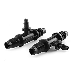 E-outstanding Tee Barbed Connector 10PCS Black 3/8 Inch to 1/4 Inch Greenhouse Drip Irrigation Water Splitter for 4 mm Drip Hose