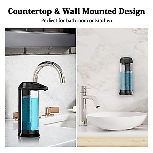 KESTERRA Automatic Soap Dispenser, 17oz/500ml Touchless Battery Operated Liquid Soap Dispenser with 7levels Adjustable Soap Volume, Perfect for Commercial or Household Use, Black