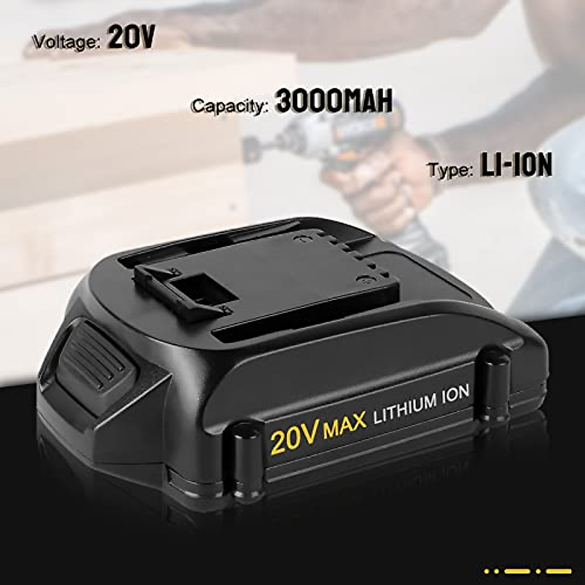 3.0Ah 20 Volt Max Lithium ion Replacement for Worx 20V Battery WA3525 WA3575 WA3520