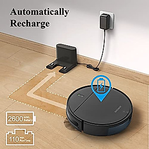EICOBOT Robot Vacuum and Mop Combo,2000Pa Suction,Robot Vacuum Cleaner,2 in 1 Mopping Robot Vacuum,230ML Water Tank, Slim,Self-Charging,Vacuum Robot Ideal for Hard Floor, Pet Hair, Carpet,Black