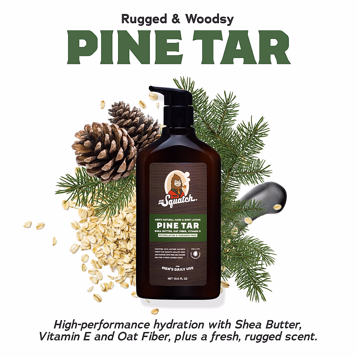 Dr. Squatch Men's Non-Greasy Natural Lotion - 24-hour moisturization hand and body lotion - Made with Shea Butter, Coconut Oil, and Vitamin E - Pine Tar, Fresh Falls (2 Pack)