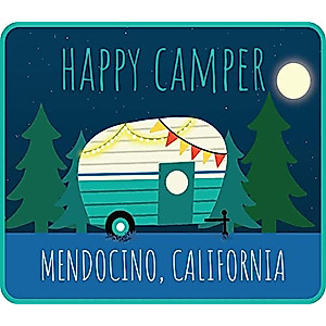 Mendocino California Souvenir 4 Inch Fridge Magnet Happy Camper