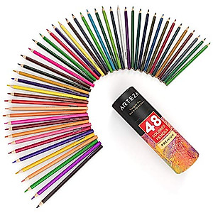 ARTEZA Colored Pencils for Adult Coloring, 48 Colors, Soft Drawing Pencils, Highly-Pigmented, Wax-Based Core, Professional Art Supplies for Artists, Pencil Set for Adults and Teens