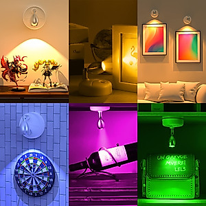 HFCDL Small Spotlight Battery Operated Accent Light with Remote, RGB LED Wireless Little Spot Light Rotatable with Dimmer & Timer for Artwork Painting