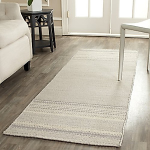 SAFAVIEH Kilim Collection Accent Rug - 2'6" x 4', Grey & Ivory, Handmade Flat Weave Wool, Ideal for High Traffic Areas in Entryway, Living Room, Bedroom (KLM419B)