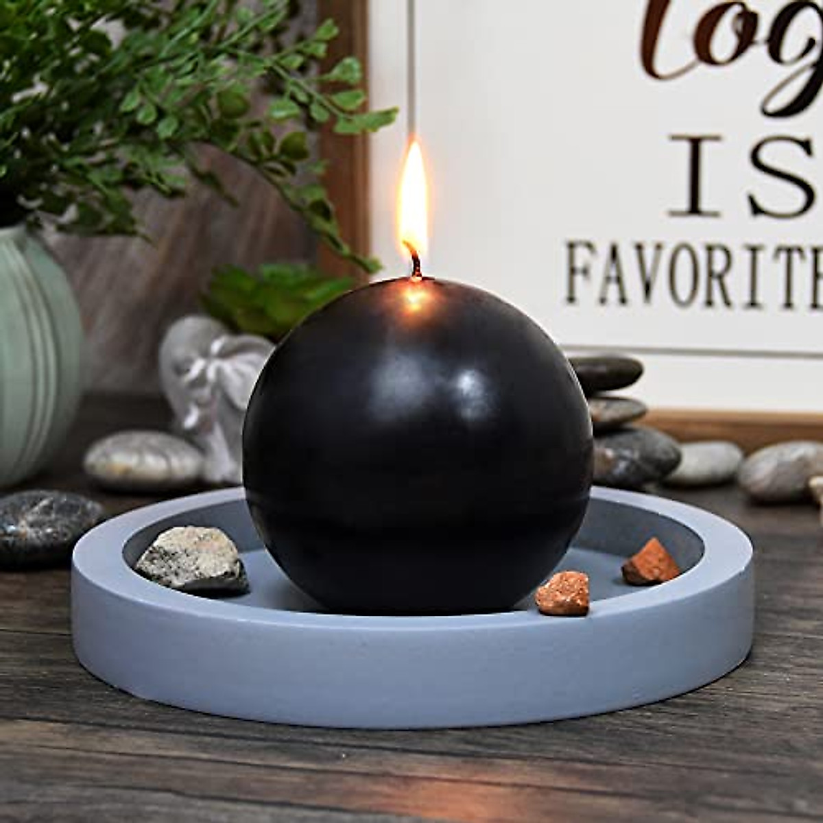 Zest Candle 2-Piece Ball Candles, 4-Inch, Black