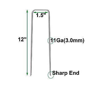 AAGUT 12 Inch Galvanized Landscape Staples 25 Pack 11 Gauge Garden Stakes Heavy-Duty Fence Stakes for Weed Barrier Fabric, Ground Cover, Dripper Irrigation Tubing Soaker Hose