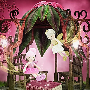 June Garden 12" Enchanted Garden Fairy Doll Elida - Plush Stuffed Soft Doll Girl Gift - Pink Outfit and Wings
