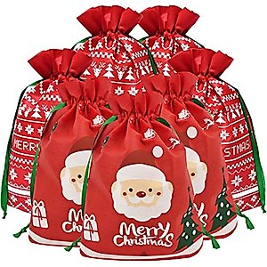7 Packs 10.2 x 14 Christmas Drawstring Gift Bag Xmas Present Wrapping bags Party Favor