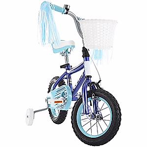 Huffy Zazzle 12” Girl’s Bike with Basket and Streamers, Bell, Training Wheels, Purple