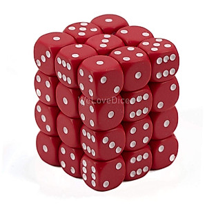 Chessex CHX25804 Dice-Opaque: 36D6 Red/White Set, Small (10mm - 14mm)