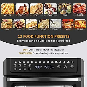 Gevi Air Fryer Toaster Oven Combo, Large Digital LED Screen Convection Oven with Rotisserie and Dehydrator, Extra Large Capacity Countertop Oven with Online Recipes