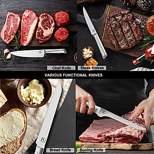 imarku Knife Set, 10 PCS High Carbon Japanese Stainless Steel Knife Block Set, Kitchen Knife Set with Wooden Drawer Organizer, Dishwasher Safe, Ultra Sharp Chef Knife Set, Gifts for Women Men