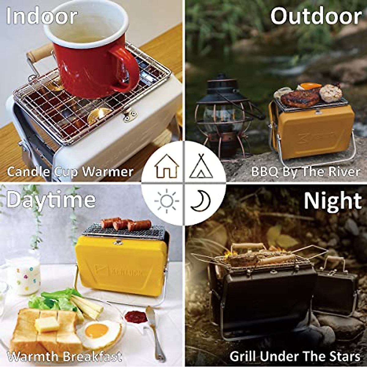 Portable KENLUCK Mini Charcoal Grill for Outdoor Fun