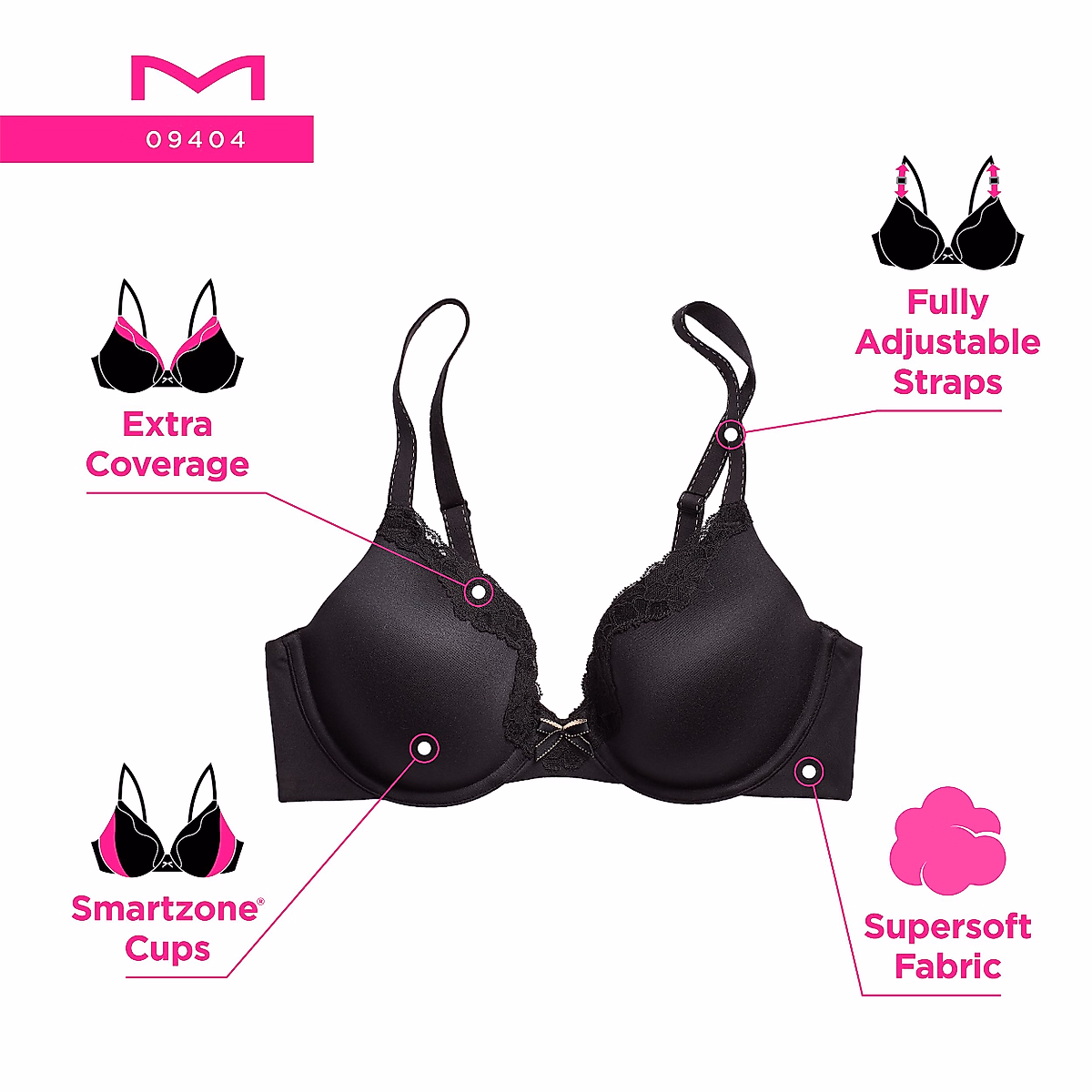 Maidenform womens Comfort Devotion Comfy Soft Full Coverage Underwire 09404 bras, Latte Lift/Black, 34C US