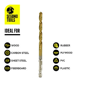 Segomo Tools 13 Piece 1/4 Inch Hex Shank Titanium Twist Impact Drill Bit Set (1/16 to 1/4 inch),Drill Bits 1 4 Hex Shank,Drill Bits Hex,Barrenas Para Taladros De Impacto,DB13SAE