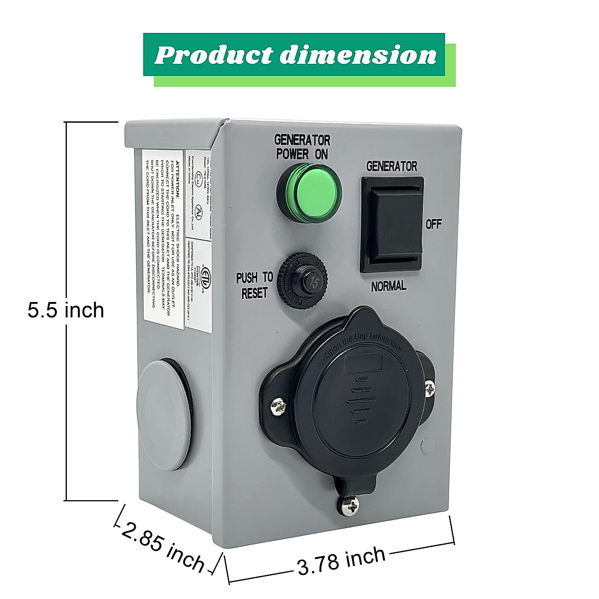 Sintron ST-016 Generator Transfer Switch, 15 Amp 120V Weatherproof Generator Manual Transfer Switch with Circuit Breaker, ETL Listed