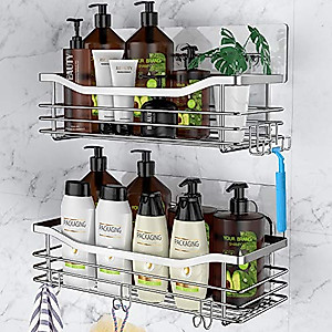 Orimade 2-Pack Adhesive Shower Caddy bundle with 2-Pack Shower Organizer