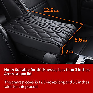 FANRUIQI Car Center Console Heighten Cover, Leather Memory Foam Car Armrest Booster Pads, Leather Car Armrest Cover Protector, Suitable for Most Vehicles, SUVs, Trucks, Cars (Black)
