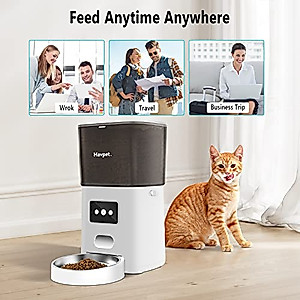Mavpet 6L Automatic Cat Feeder, 2.4G WiFi Enabled Smart Dry Food Dispenser for Cat and Dog, Detachable Pet Feeder with Stainless Steel Bowl, APP Control, 10s Voice Recording, Up to 15 Meals Per Day