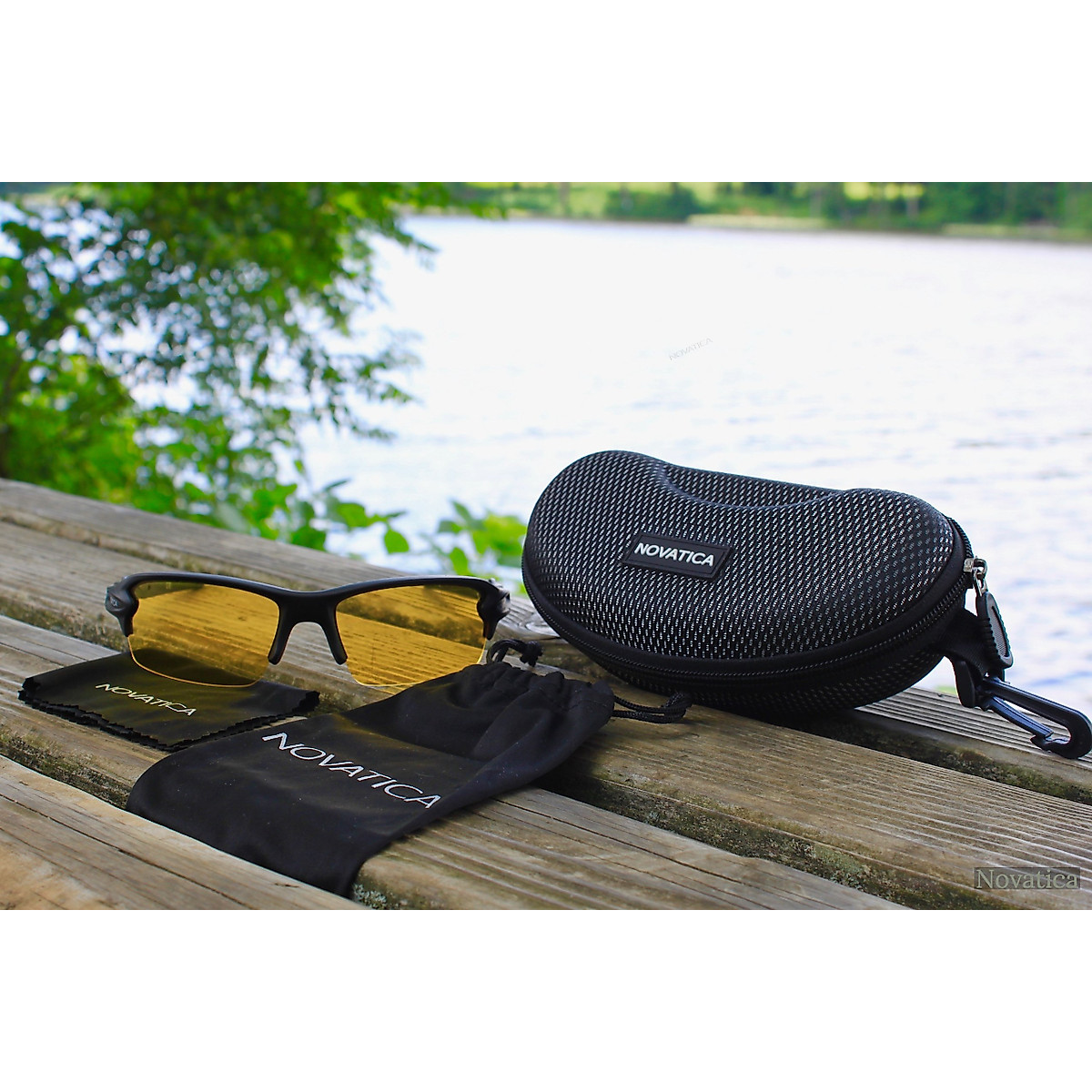 NOVATICA Night Driving Semi Polarized TAC Glasses – Yellow Clear Lens - UV Protection - Men & Women with Accessories