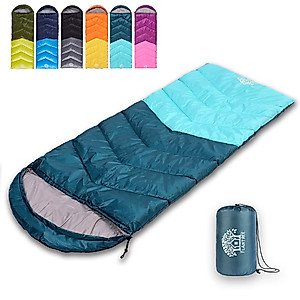 Flantree Sleeping Bag 4 Seasons Adults & Kids for Camping Hiking Trips Warm Cool Weather,Lightweight and Waterproof with Compression Bag,Indoors Outdoors Activities