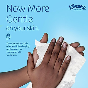 Kleenex Hard Roll Paper Towels (50606) with Premium Absorbency Pockets, 1.75" Core, White, 600'/Roll, 6 Rolls/Case, 3,600'/Case