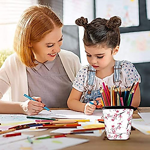 Arasrsey Pen Holder Pencil Telescopic Case Box, Cherry Blossom Spring Flowers, Stand up Pencil Bag with Zipper for School Office