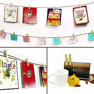 Neeyeetag Clothespins Large Size 3.74 Inch 40 Pack and Medium Size 2.3 Inch 40 Pack, Natural Bamboo Heavy Duty, with a Hanging Canvas Bag