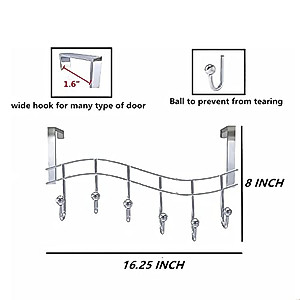 TSY TOOL Pack of 2 Over The Door Rack with Hooks, 6 Hangers for Towels Coats Clothes Robes Ties Hats, Bathroom Closet Extra Long Gauge Steel Space Saver Mudroom Organizer