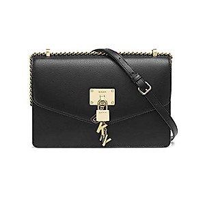 DKNY womens Dkny Elissa Lg Shoulder Bag, Black/Gold, One Size US