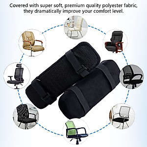 HiLeuYie Desk Chair Arm Pads - Ergonomic Memory Foam Office Chair Armrest Pads - Thick Chair Armrest Pads - Arm Rest Pillow - Gaming Chair Arm Pads - Elbow Support Cushion for Computer (Set of 2)