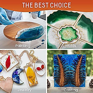 20oz Clear Resin Kit for Beginners- No Bubble Crystal Clear Epoxy Resin for Crafts, DIY, Jewelry Making, Molds - Easy to Mix 10oz Resin & 10oz Hardener with 2pcs 8oz Measuring Cups, Sticks