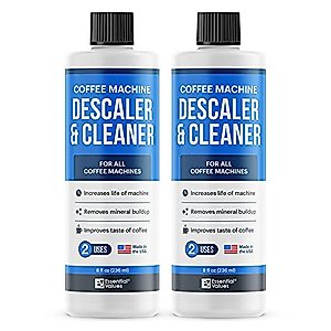 Universal Descaling Solution 2 Pack, (2 x 236ml / 4 Uses Total), Compatible with Breville, L'OR, Sage, Nespresso, Delonghi Single Use Coffee & Espresso Machines, Coffee Machine Descaler