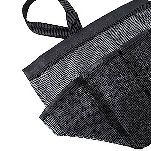 iPEGTOP Portable Mesh Shower Caddy, Quick Dry Shower Tote Hanging Bath & Toiletry Organizer Bag with 9 Storage Pockets, Double Handles for College Dorm, Travel, Gym & Camping, Black