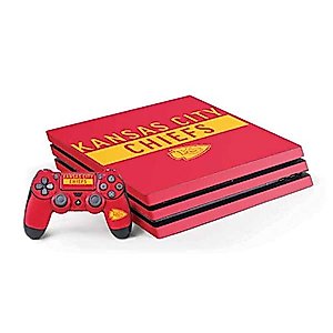 Skinit Decal Gaming Skin Compatible with PS4 Pro Console and Controller Bundle - Officially Licensed NFL Kansas City Chiefs Red Performance Series Design