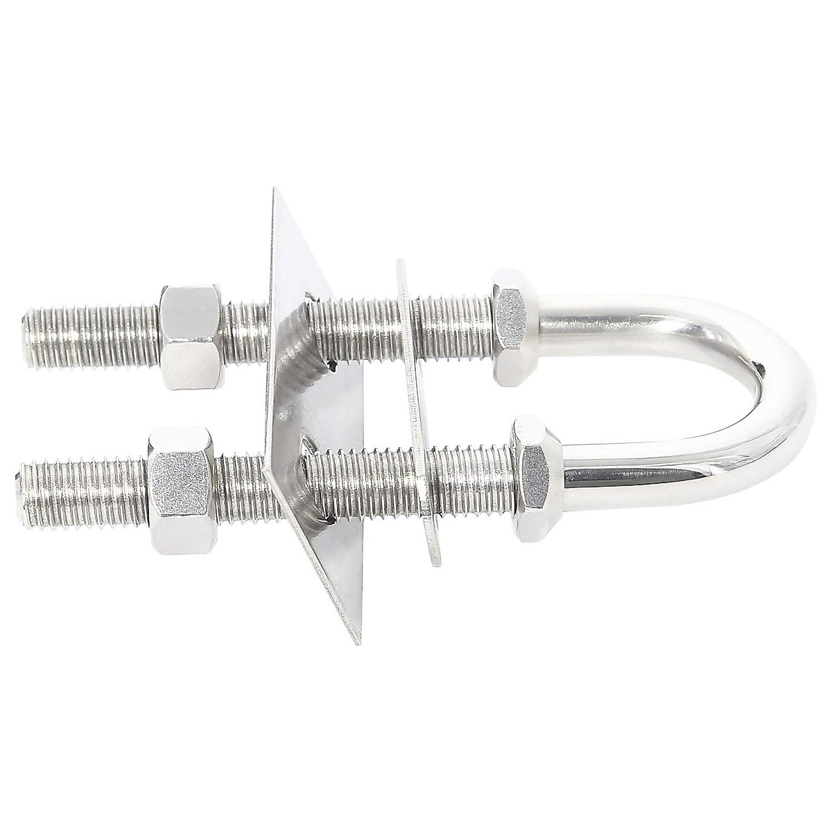 NovelBee 2-Pack of Stainless Steel Bow Stern Eye Tie Down U Bolt with Nuts and Washers,Stock Dia.1/2" (Length:5-1/4")